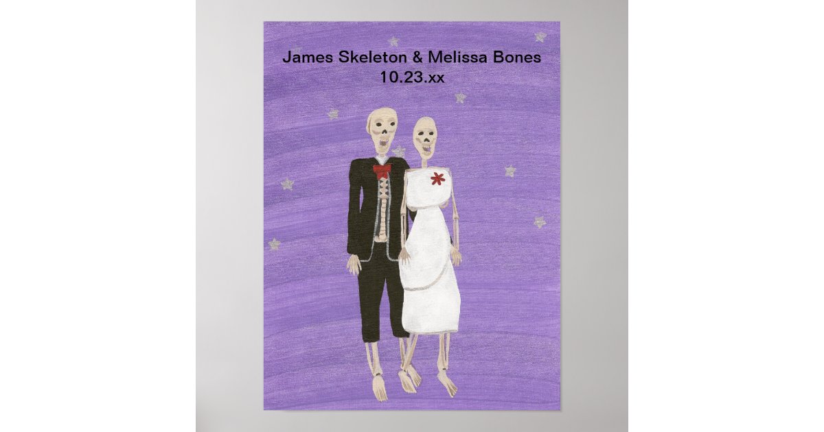 Halloween Skeleton Couple Wedding Poster | Zazzle