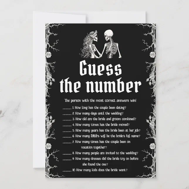 Halloween Skeleton Guess the Number Bridal Game Invitation | Zazzle