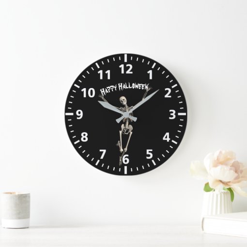 Halloween Skeleton Large Clock | Zazzle