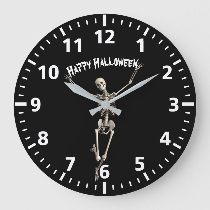 Halloween Skeleton Large Clock | Zazzle
