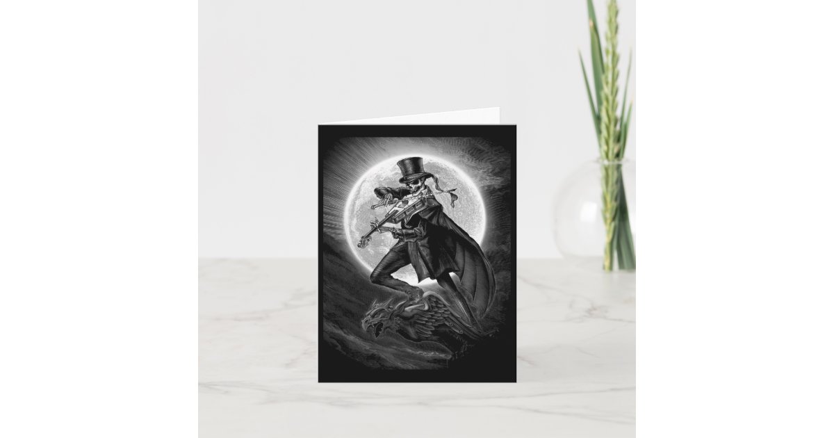 Halloween Skeleton Playing Violin - Rock And Roll Card | Zazzle