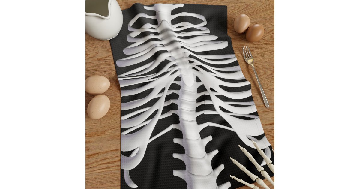 Halloween Skeleton Rib Cage Bones Kitchen Towel | Zazzle