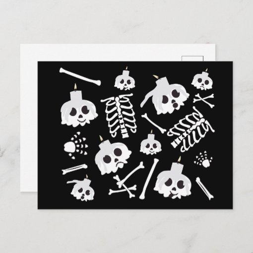 Halloween Skeleton Skull Bones Pattern Postcard | Zazzle