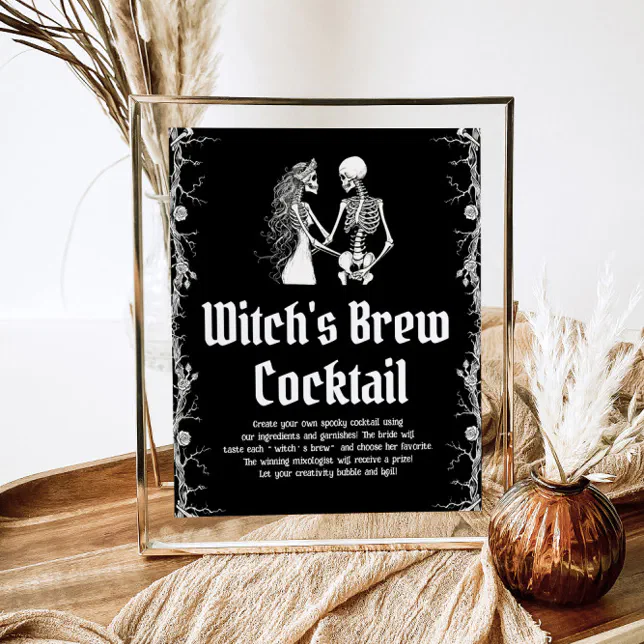 Halloween Skeleton Witch's Brew Cocktail Sign | Zazzle