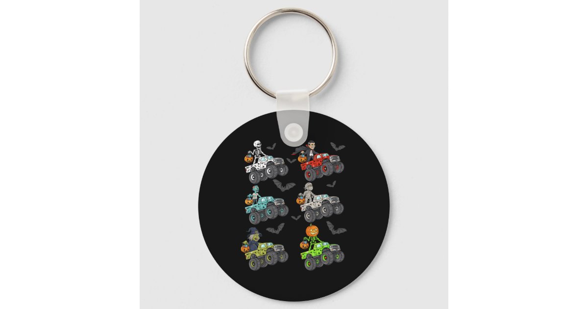 Halloween Skeleton Zombie Riding Monster Truck Vam Keychain | Zazzle