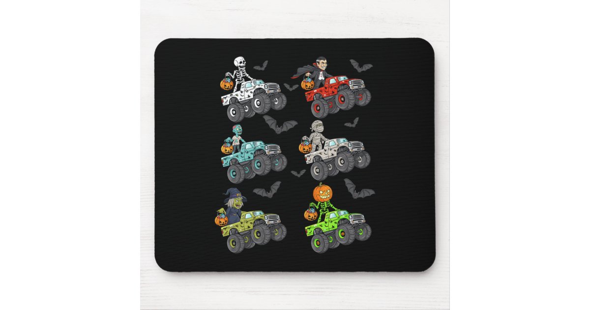 Halloween Skeleton Zombie Riding Monster Truck Vam Mouse Pad | Zazzle