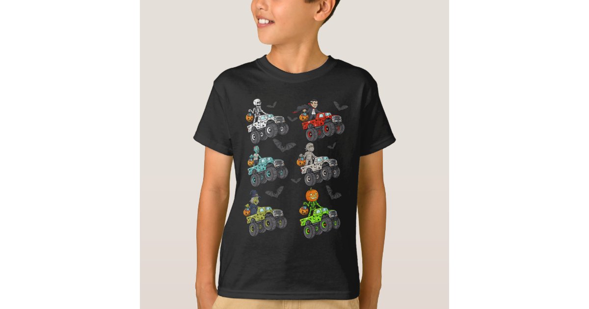 Halloween Skeleton Zombie Riding Monster Truck Vam T-Shirt | Zazzle