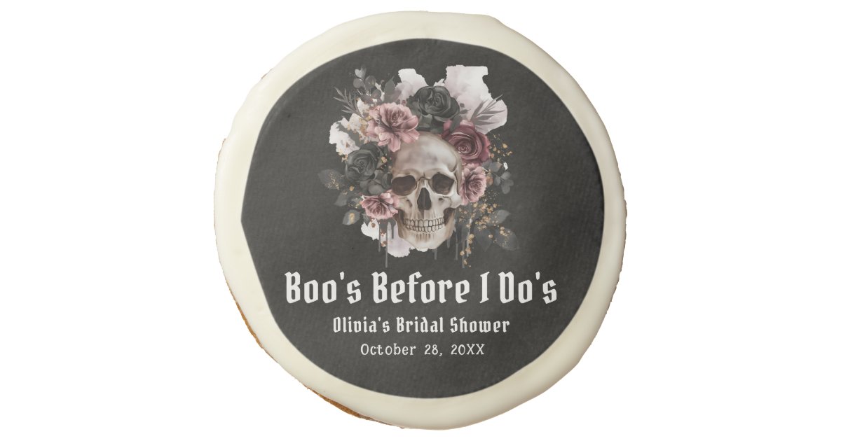 Halloween Skull Boo's Before I Do's Bridal Shower Sugar Cookie | Zazzle