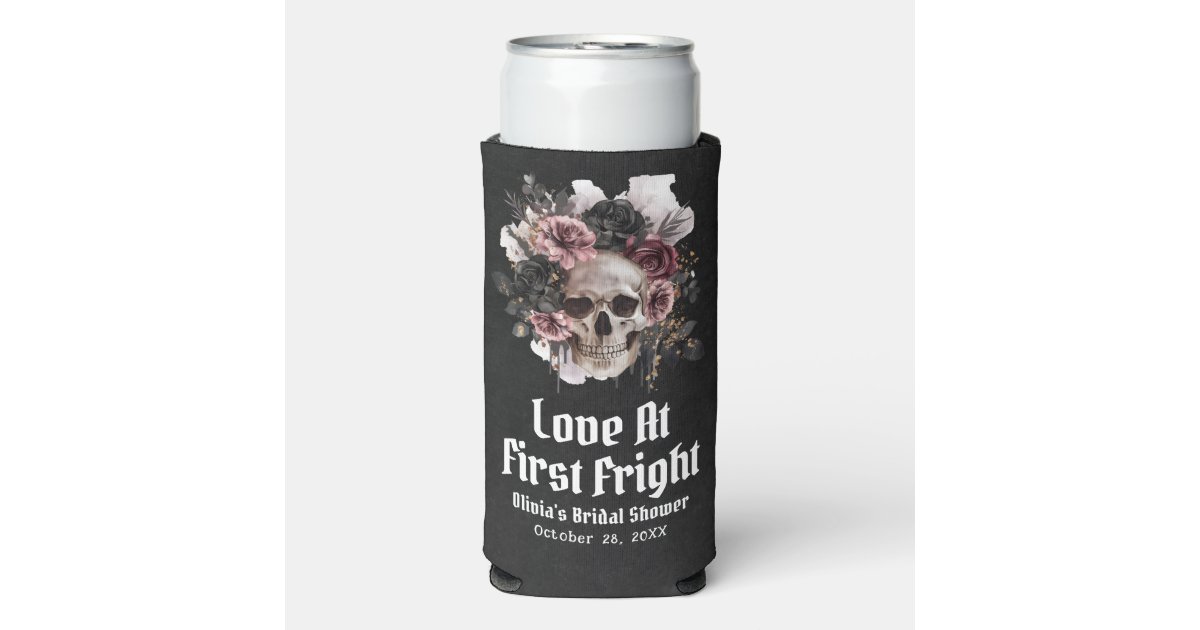 Halloween Skull Love At First Fright Bridal Shower Seltzer Can Cooler ...