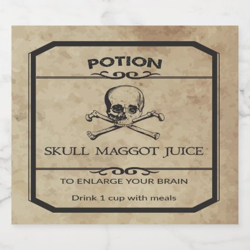 Halloween Skull Maggot Juice Apothecary Beer Label | Zazzle
