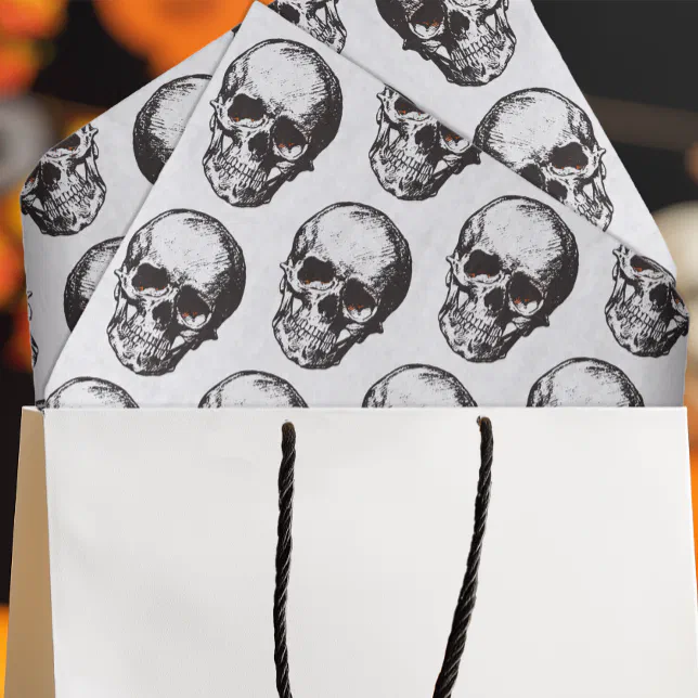 Halloween Skull Pattern Tissue Paper | Zazzle