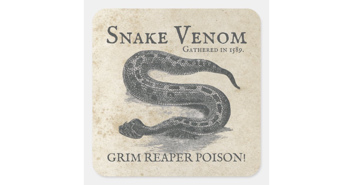 Halloween Snake Venom Antique Apothecary Square Sticker | Zazzle