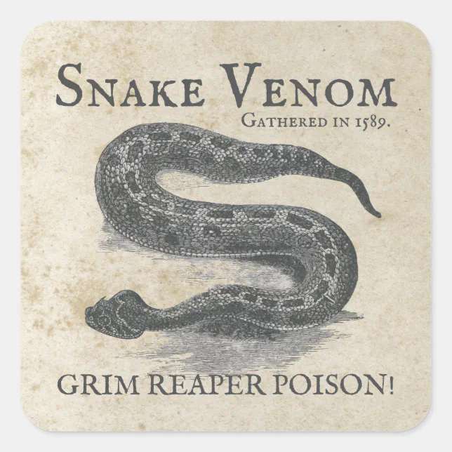 Halloween Snake Venom Antique Apothecary Square Sticker | Zazzle