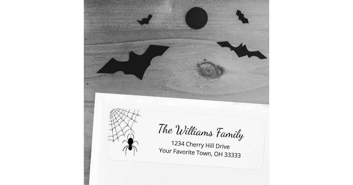 Halloween Spider Black White Return Address Label | Zazzle