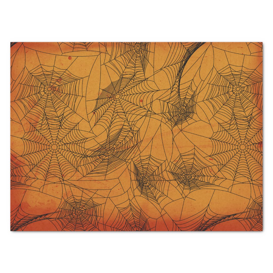 Halloween Spider Web Pattern Orange Tissue Paper | Zazzle