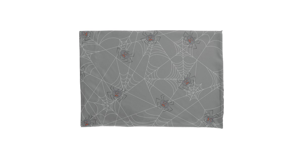 Halloween spiders web and pumpkins pillow case | Zazzle