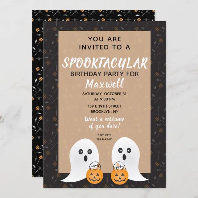 Halloween Spooktacular Birthday Cute Ghosts Invitation | Zazzle