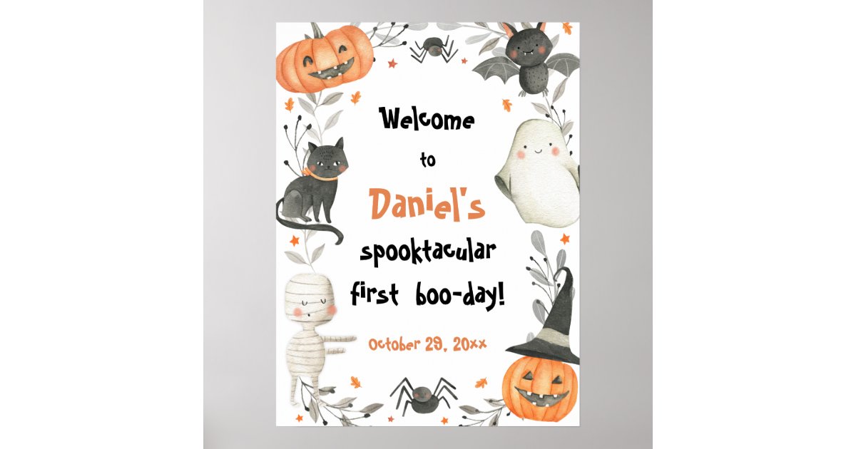 Halloween Spooktacular Birthday Welcome Poster | Zazzle