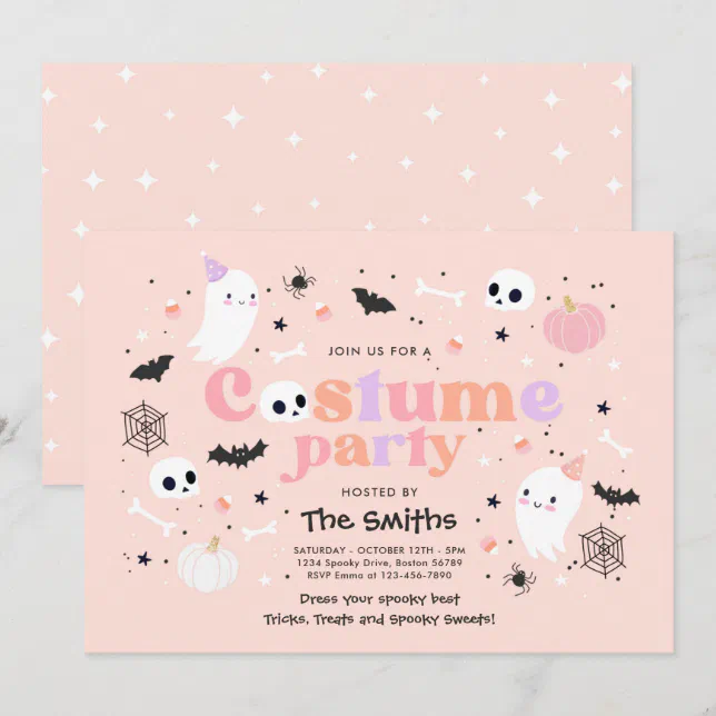 Halloween Spooktacular Costume Party Cute Ghost Invitation | Zazzle