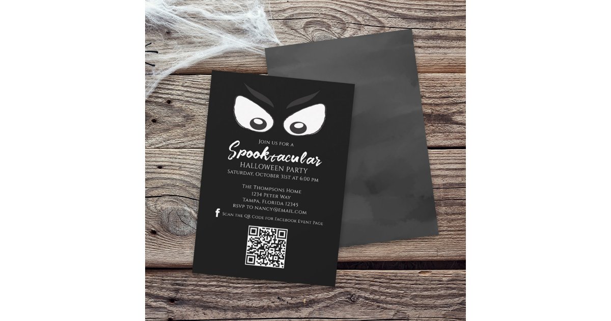 Halloween Spooktacular Ghost QR Code Social Media Invitation | Zazzle