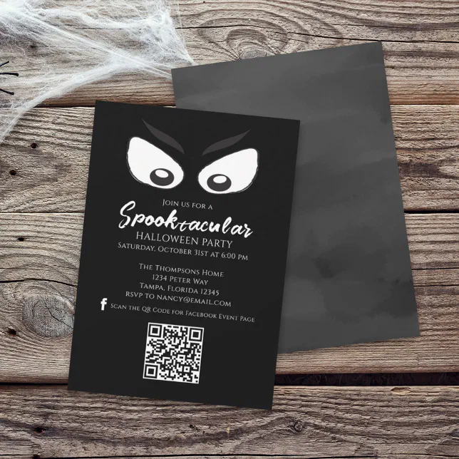 Halloween Spooktacular Ghost QR Code Social Media Invitation | Zazzle