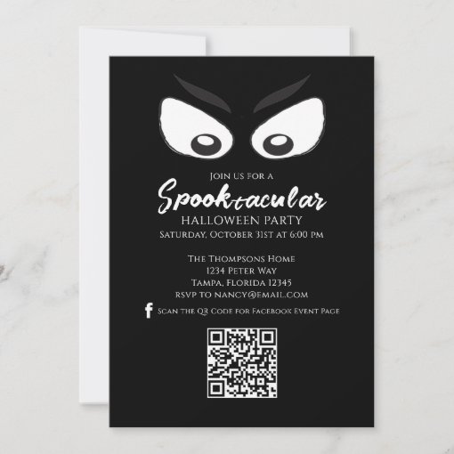 Halloween Spooktacular Ghost QR Code Social Media Invitation | Zazzle