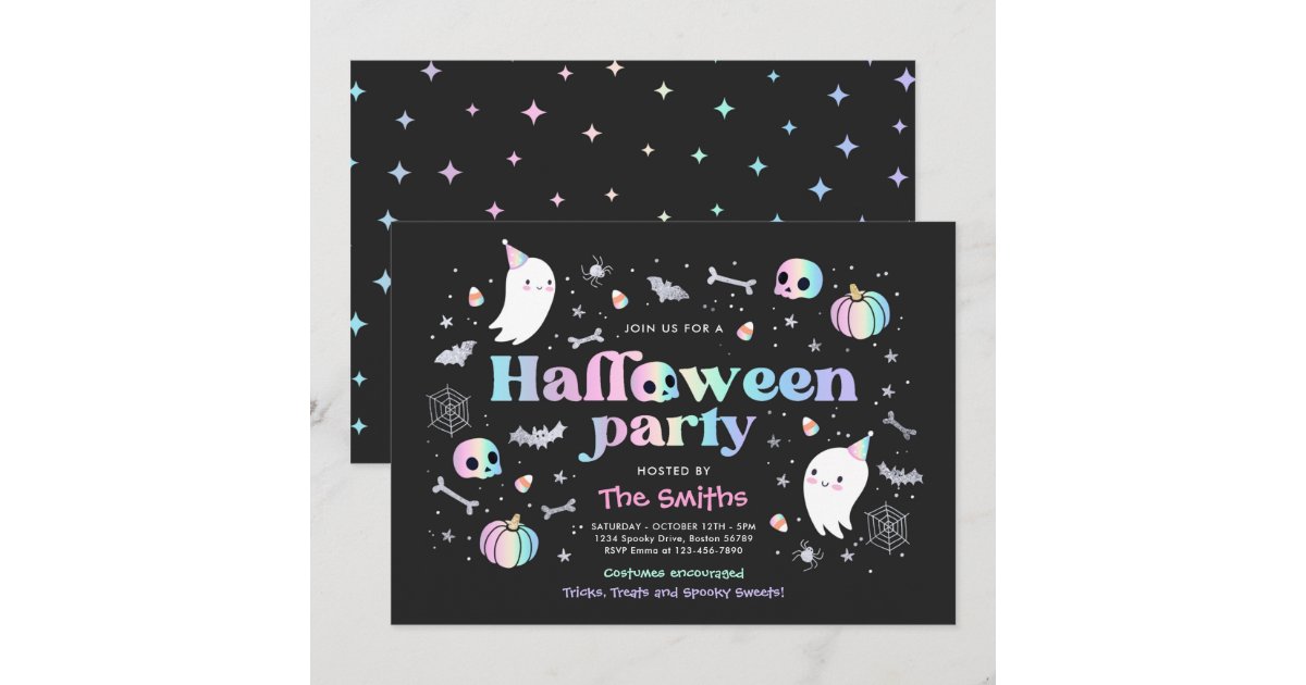 Halloween Spooktacular Party Cute Pastel Ghost Invitation | Zazzle