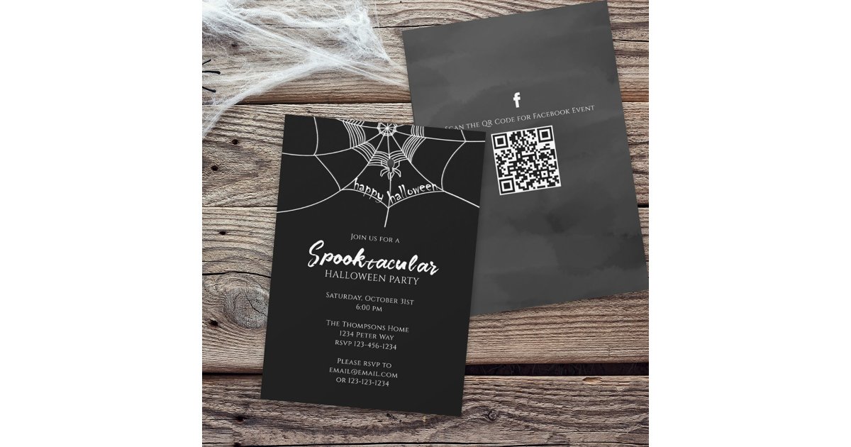 Halloween Spooktacular Spider QR Code Social Media Invitation | Zazzle