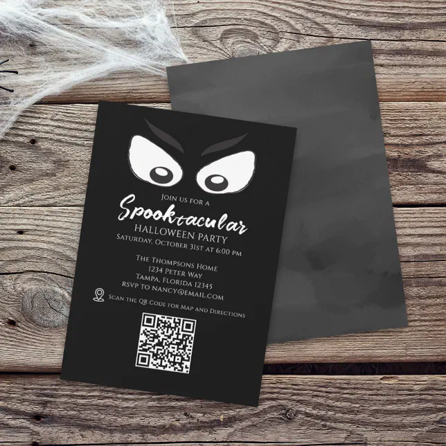 Halloween Spooktacular Spooky Ghost QR Code Map Invitation | Zazzle