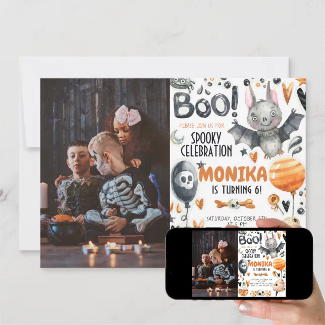 Halloween Spooky Bat Birthday Invitation | Zazzle