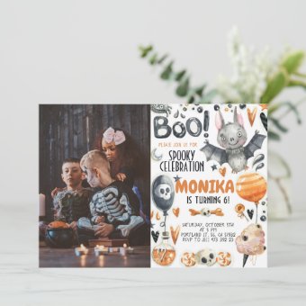 Halloween Spooky Bat Birthday Invitation | Zazzle