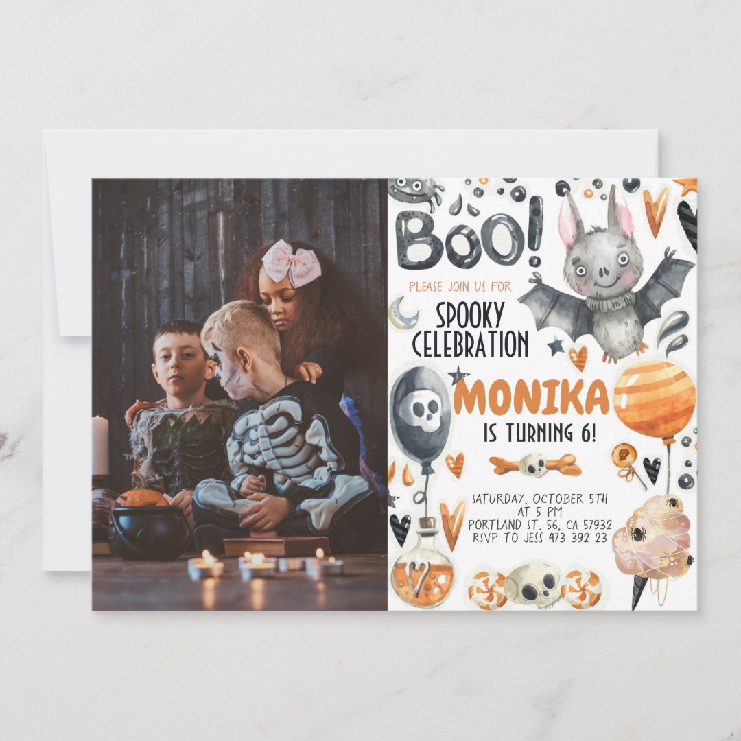Halloween Spooky Bat Birthday Invitation | Zazzle