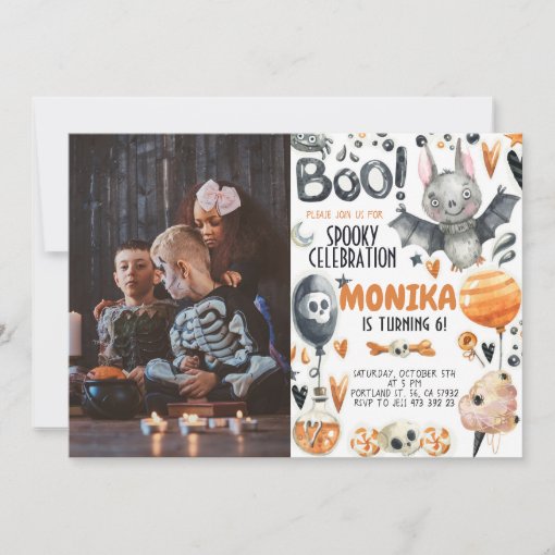 Halloween Spooky Bat Birthday Invitation | Zazzle