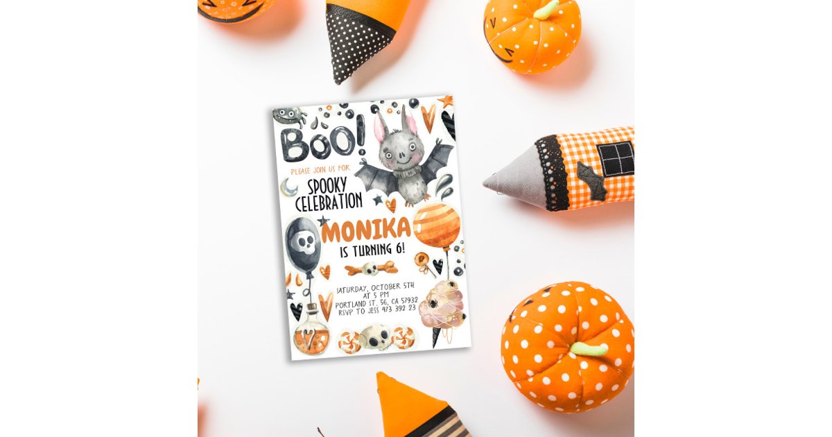 Halloween Spooky Bat Birthday Invitation | Zazzle