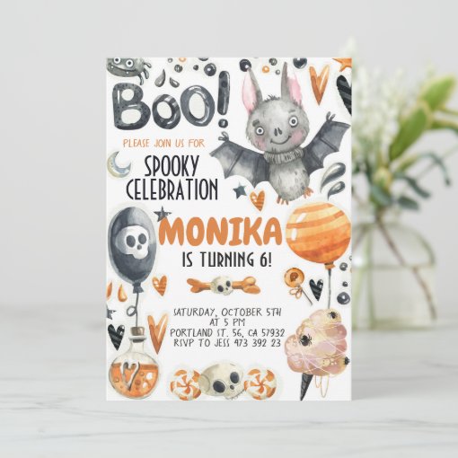 Halloween Spooky Bat Birthday Invitation | Zazzle