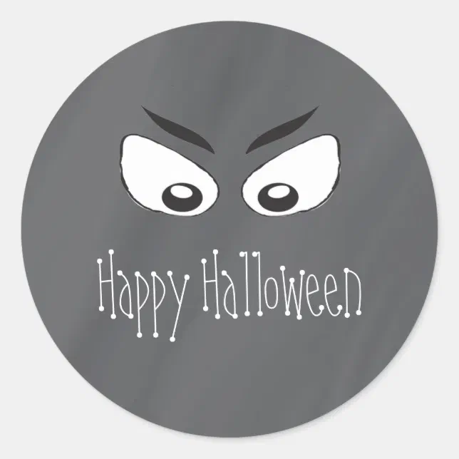 Halloween Spooky Black and White Scary Eyes Classic Round Sticker | Zazzle