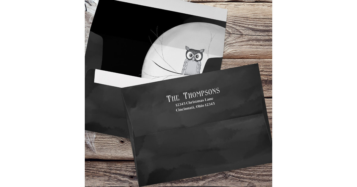 Halloween Spooky Black Scary Creepy Owl Envelope | Zazzle