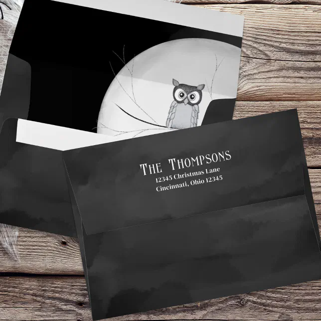 Halloween Spooky Black Scary Creepy Owl Envelope | Zazzle