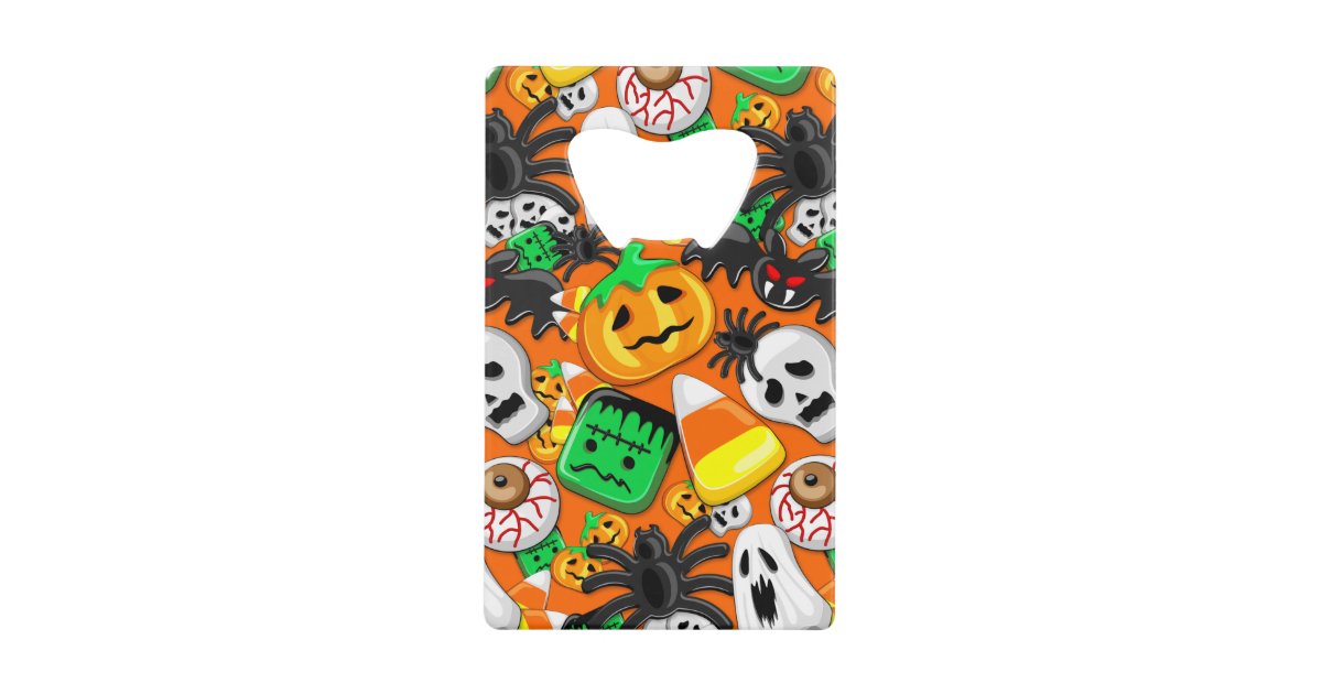 Halloween Spooky Candies Party Credit Card Bottle Opener | Zazzle