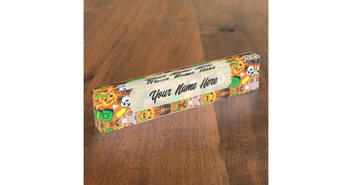 Halloween Spooky Candies Party Desk Name Plate | Zazzle