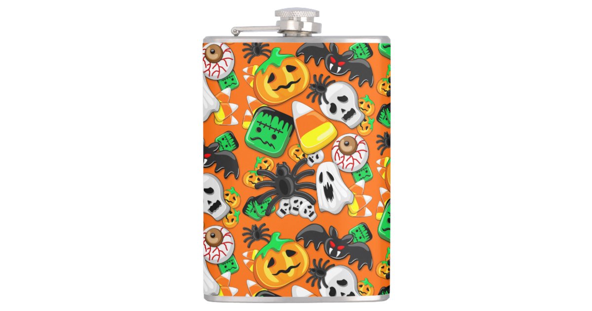 Halloween Spooky Candies Party Flask | Zazzle