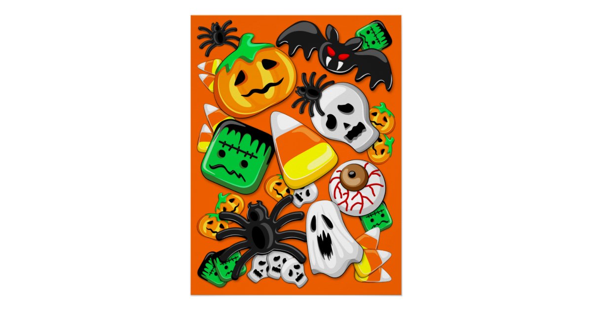 Halloween Spooky Candies Party Poster | Zazzle