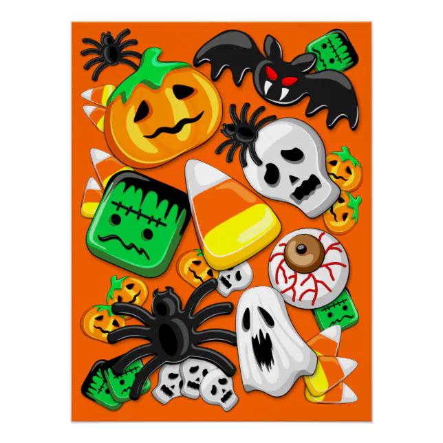 Halloween Spooky Candies Party Poster | Zazzle