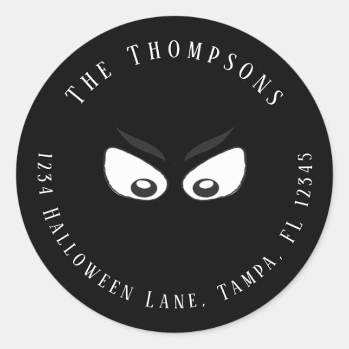 Halloween Spooky Creepy Ghost Return Address Classic Round Sticker | Zazzle
