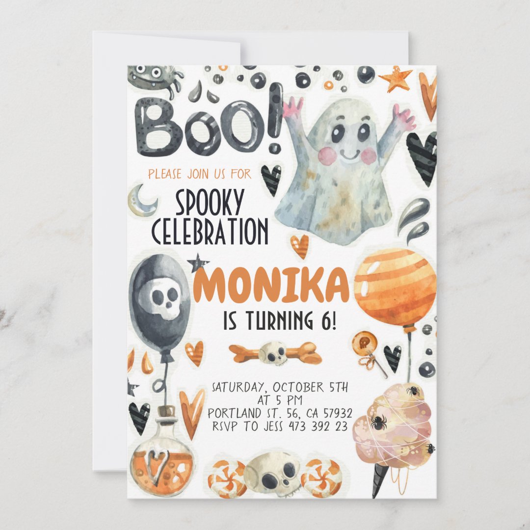 Halloween Spooky Ghost Birthday Invitation | Zazzle