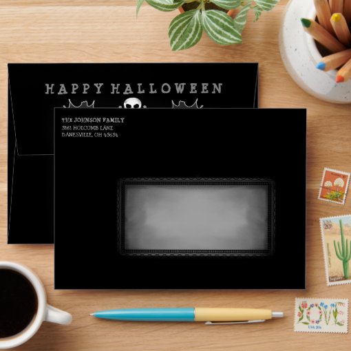 Halloween Spooky Happy Halloween Skull Envelope | Zazzle