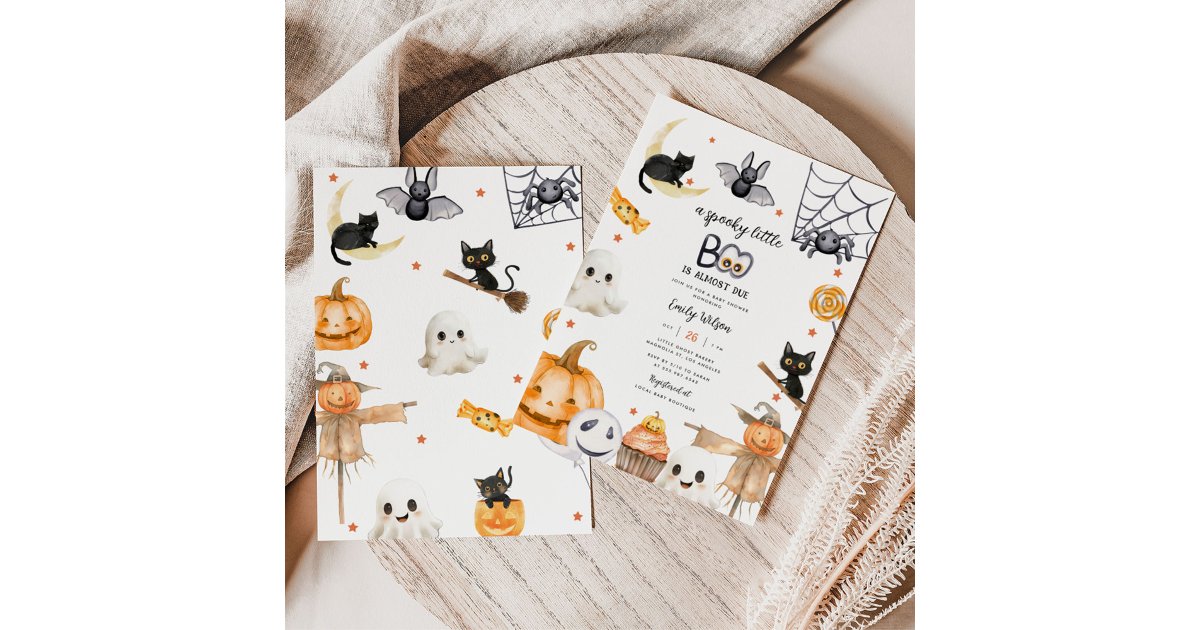 Halloween Spooky Little Boo Baby Shower Invitation | Zazzle