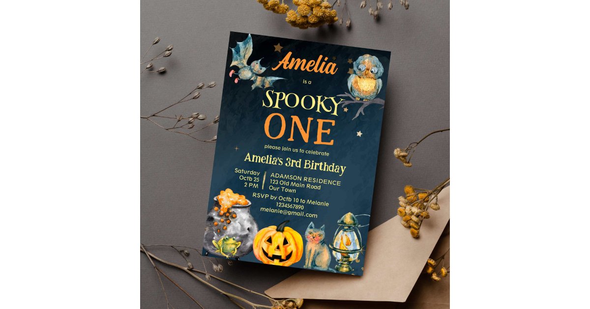 Halloween spooky one birthday party invitation | Zazzle