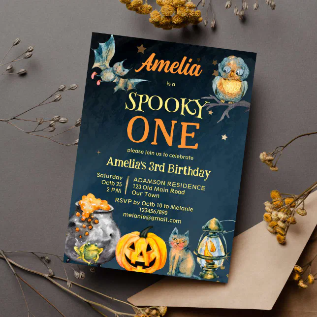 Halloween spooky one birthday party invitation | Zazzle