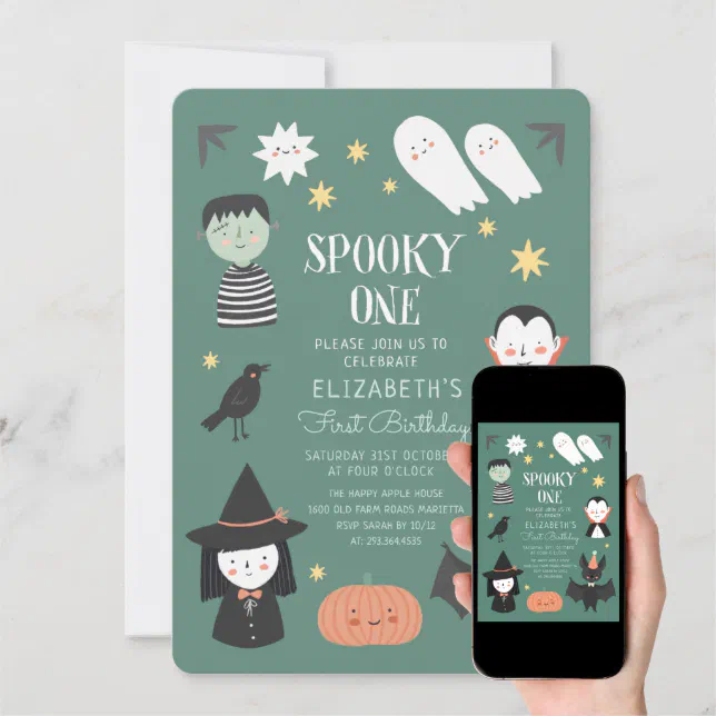 Halloween Spooky One First Birthday Invitation | Zazzle